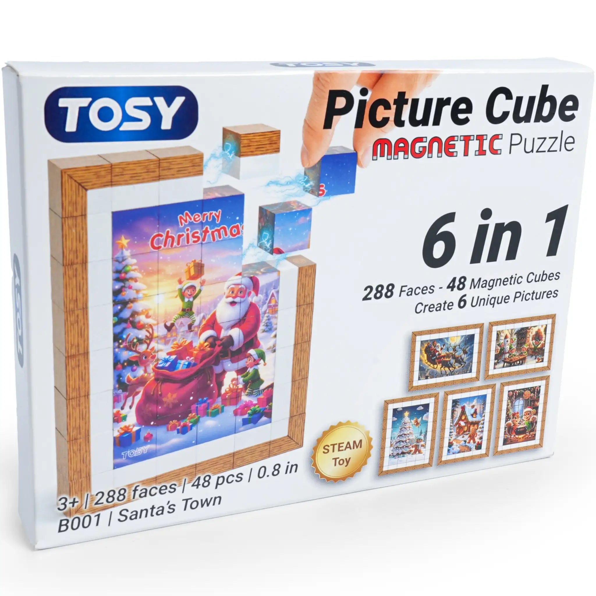 TOSY® Picture Cube Santa’s Town – 6-in-1 Magnetic Christmas Puzzle for Kids
